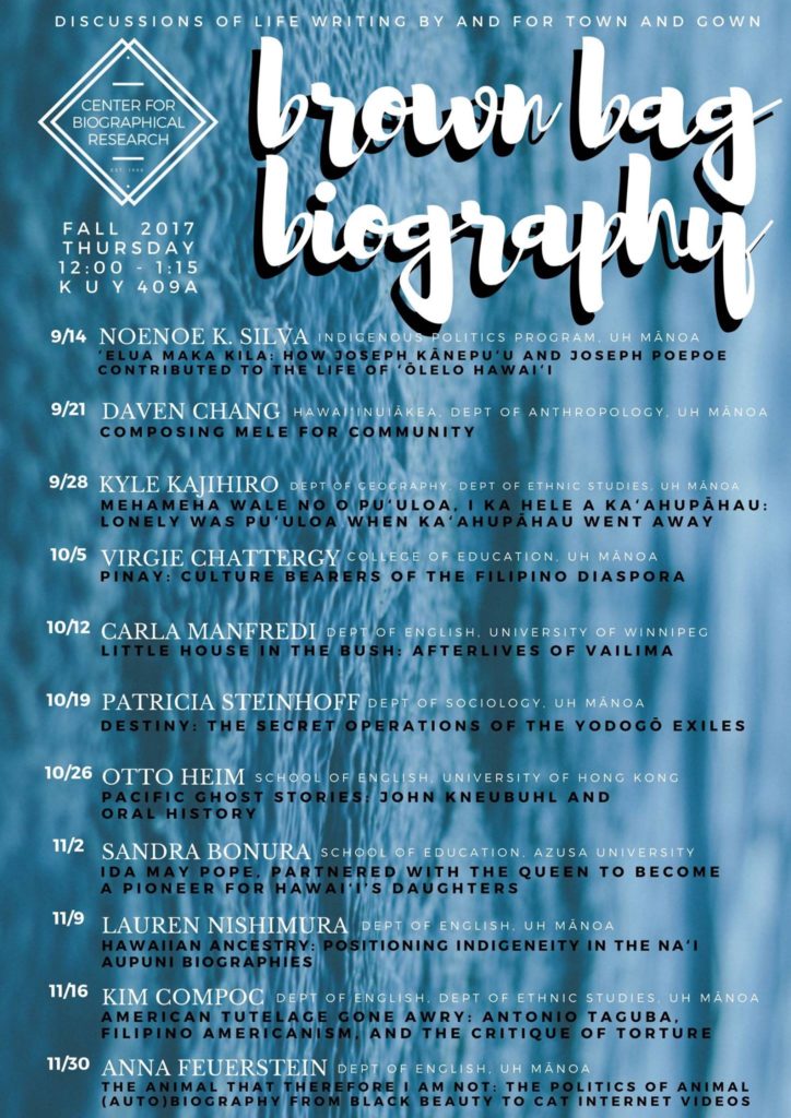 Fall 2017 Biography Brown Bag Series – UH Press